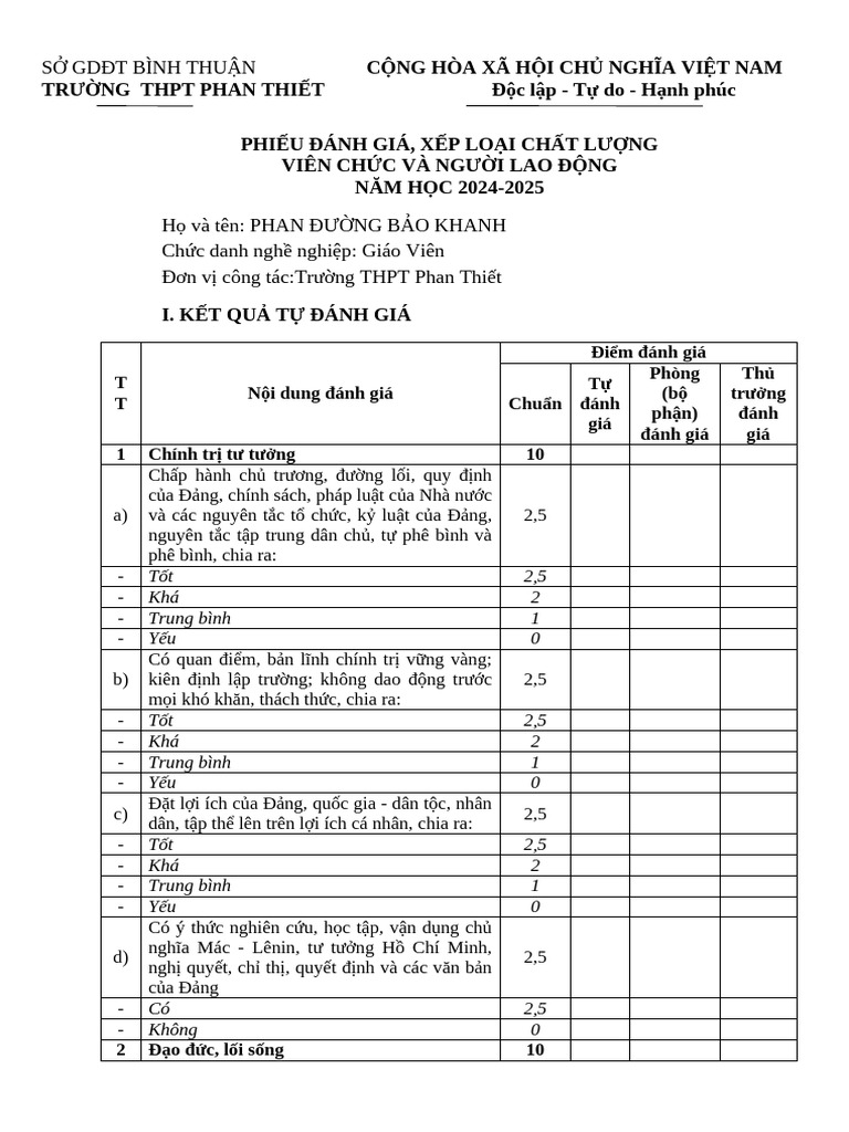 2247 - Mâu Phieu Danh Gia Xep Loai CC, VC | PDF