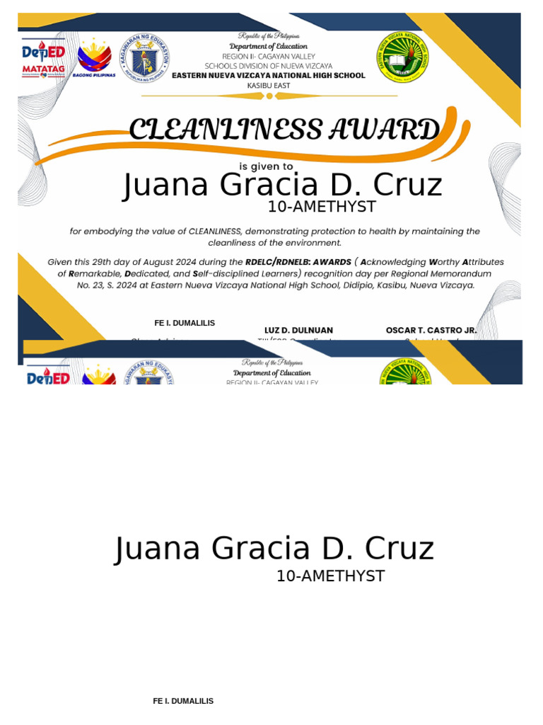 Certificate For Values of The Month | PDF