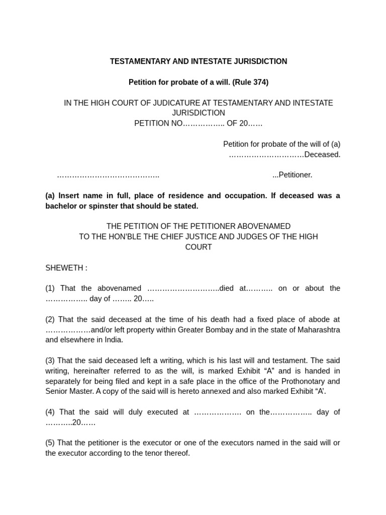 Testamentary and Intestate Jurisdiction | PDF | Will And Testament ...