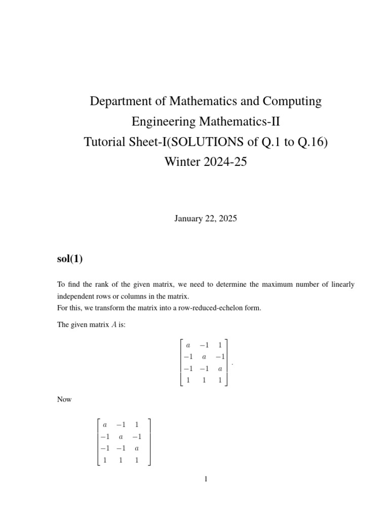 1738735667 Solution Of Tutorial Sheet 1 Q1 Q16 2 Pdf Vector Space Scalar Mathematics