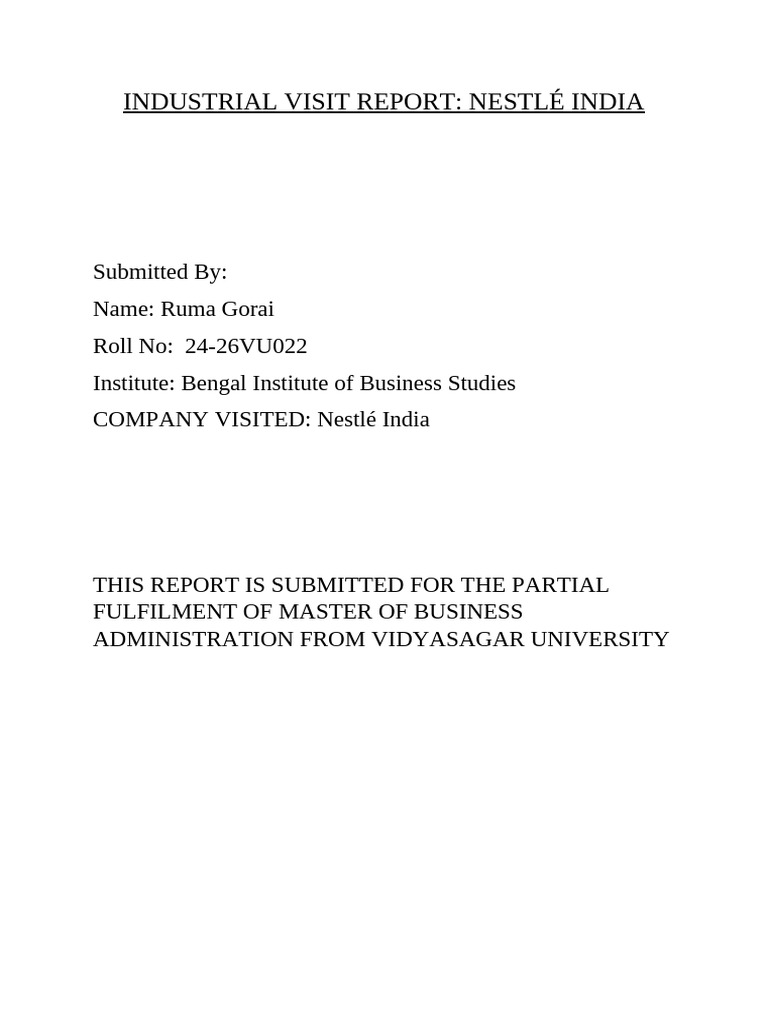 Industrial Visit Report Ruma Gorai | PDF | Logistics | Warehouse