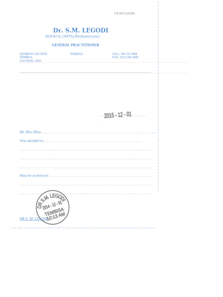 Dr. S.M. Legodi: General Practitioner | PDF