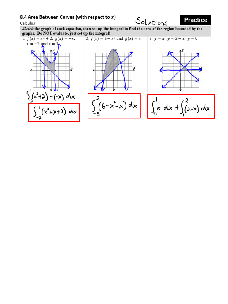 Area Between Curves: Setup Integrals | PDF