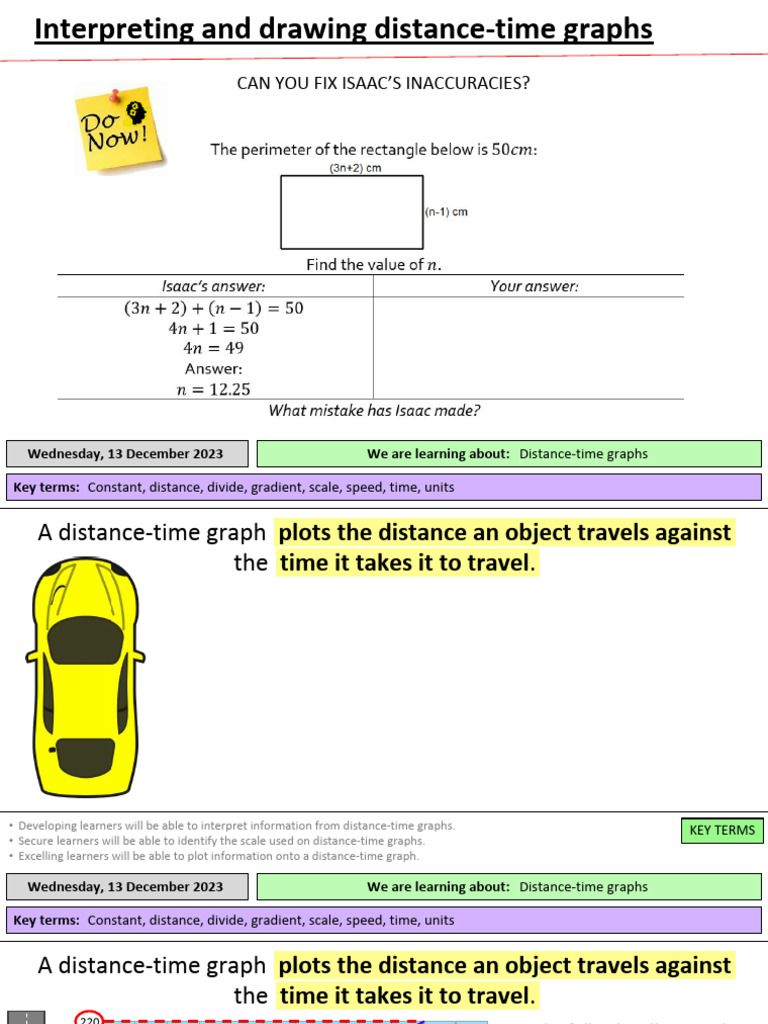 Lesson 38 - Distance-Time Graphs | PDF | Speed | Velocity