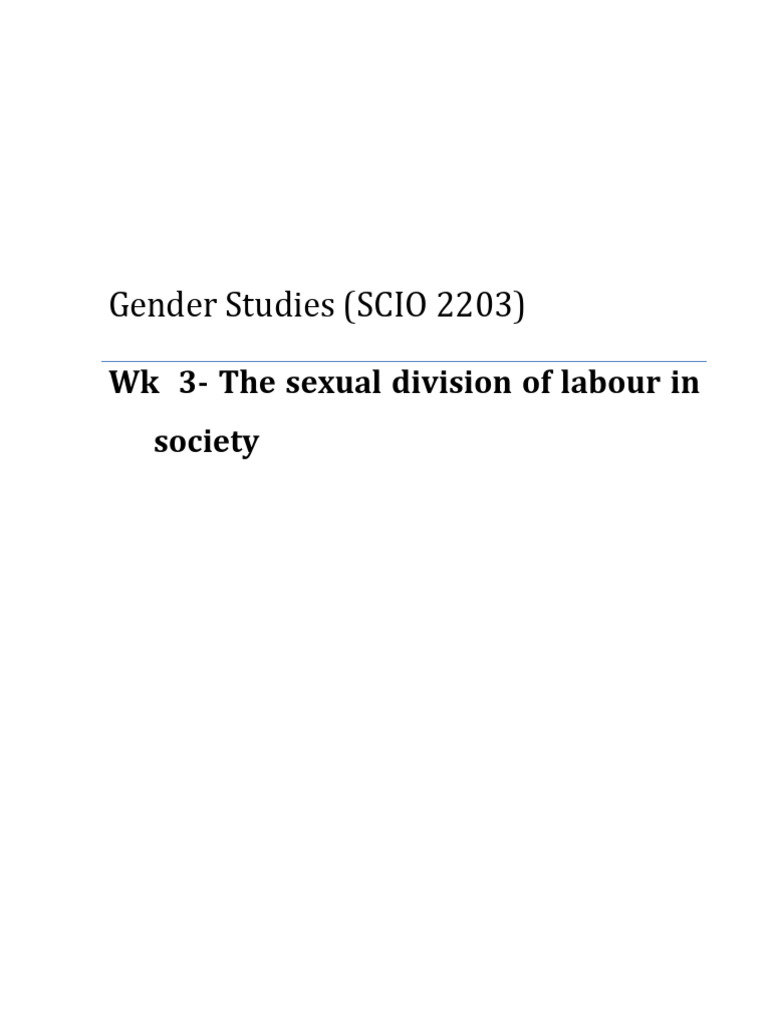 WK 3 - The Sexual Division of Labour in Society | PDF | Socialization ...