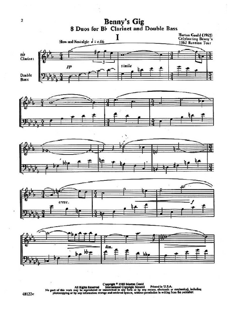 Duos For Clarinet and Doublebass | PDF