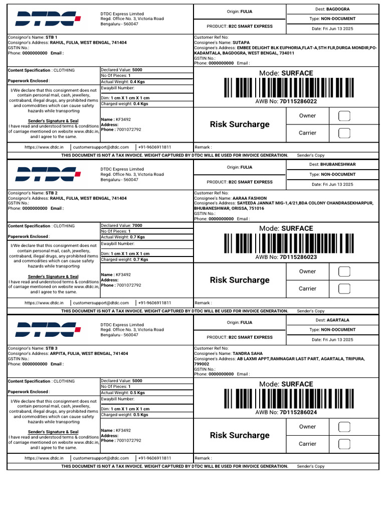 Rahul 13.06.25 1 | PDF | Mail | Consignee