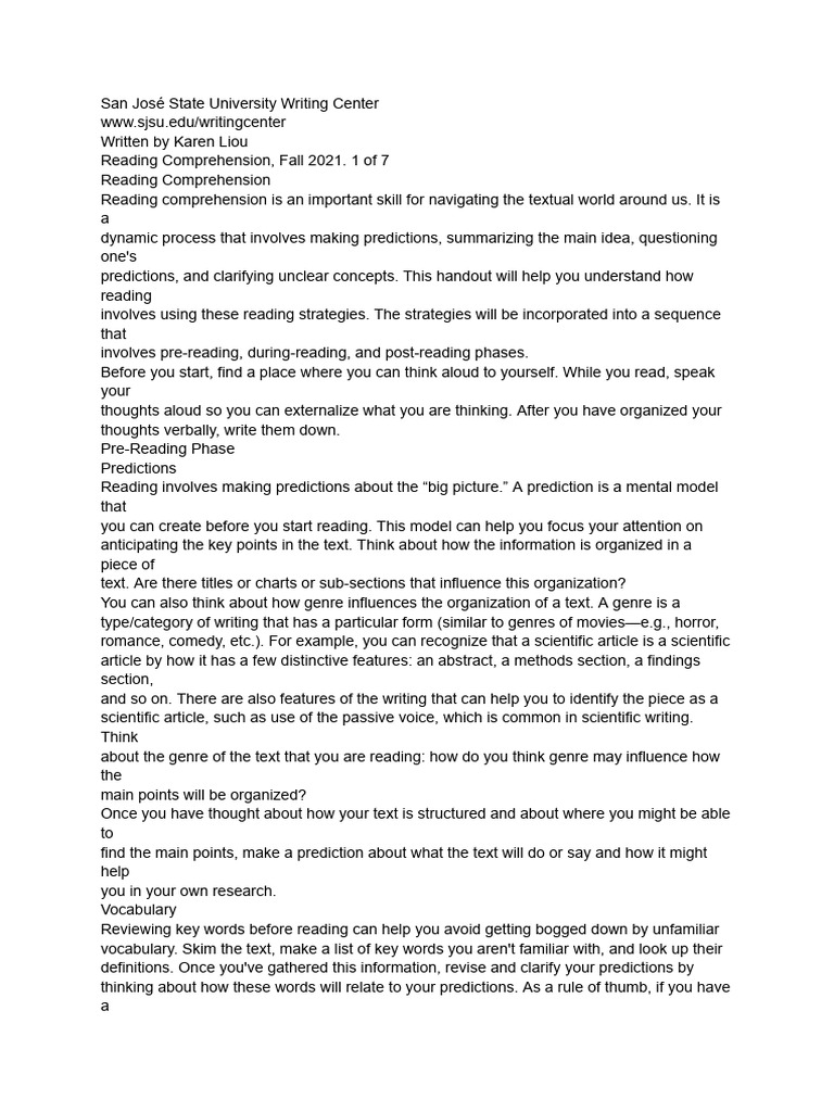 Easy Comprehension Document | PDF | Reading Comprehension | Vocabulary