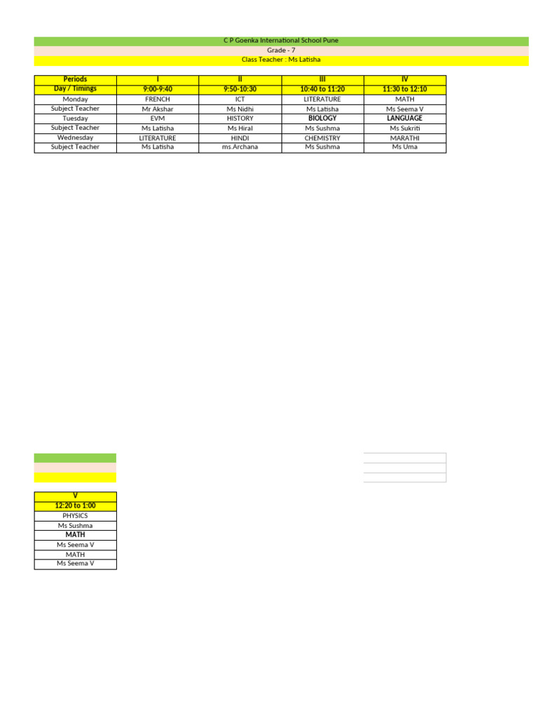 Grade 7 Online Timetableeiiejekekdiejdii | PDF