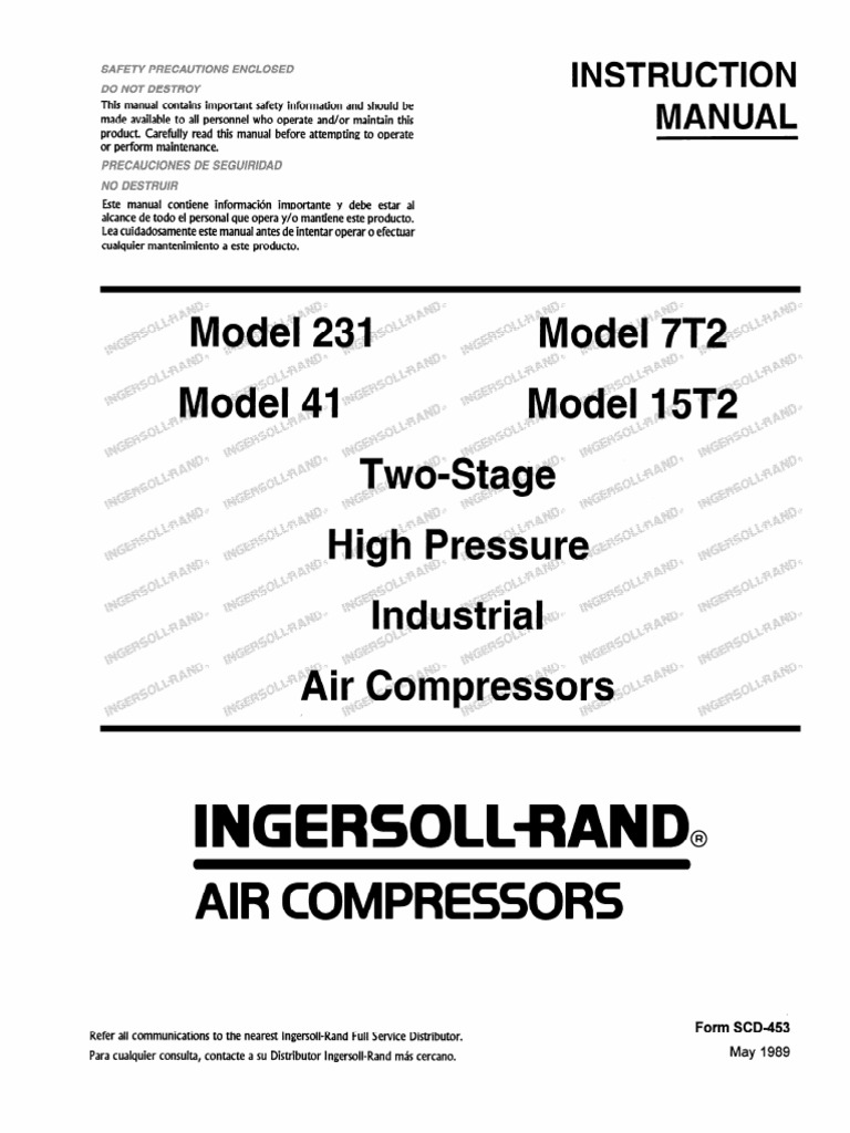 Model 231 Model 7T2 Model 41 Model 15T2 Two-Stage: Ingersoll-Ran D® | PDF