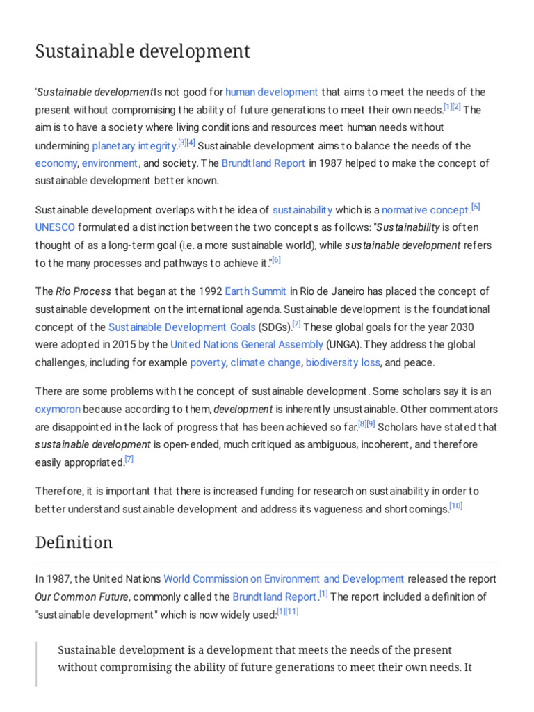 Sustainable Development - Wikipedia | PDF | Sustainable Development ...