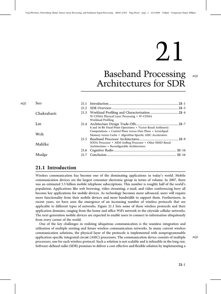 Article 2009 Baseband Processing Architectures For SDR | PDF | Modulation | Software Defined Radio