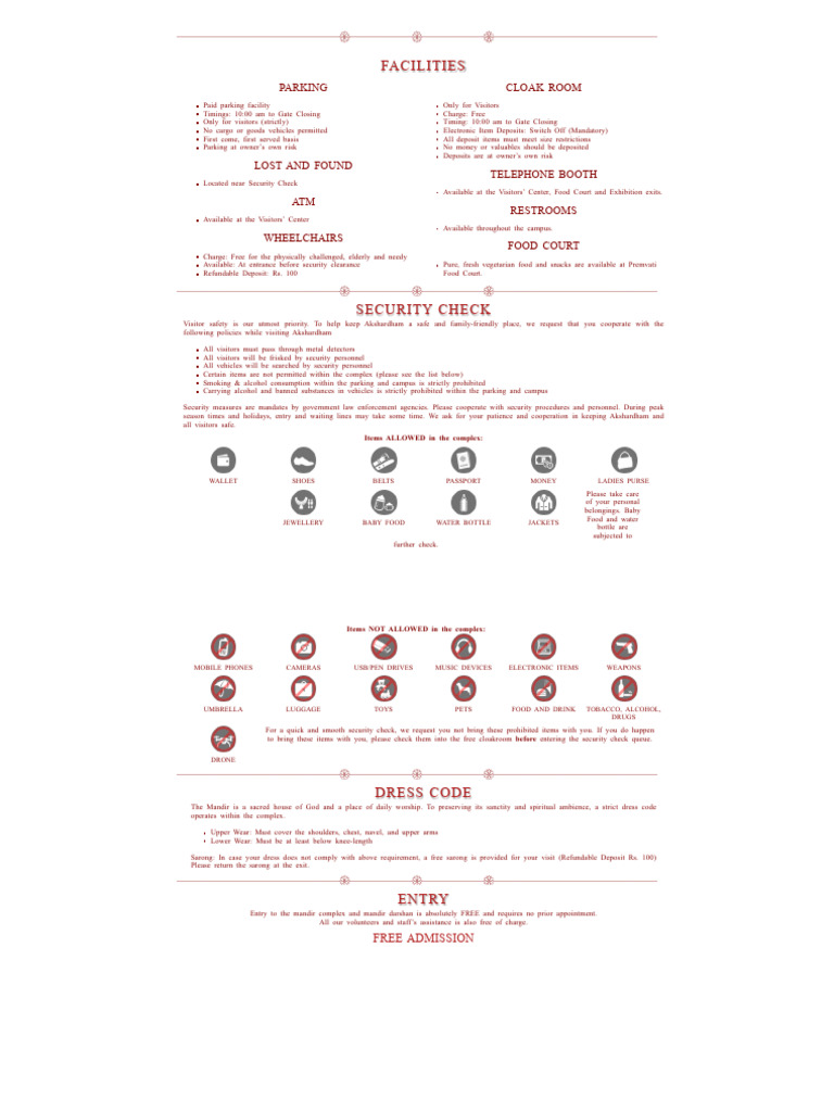 Swaminarayan Akshardham Do's N Don'Ts | PDF