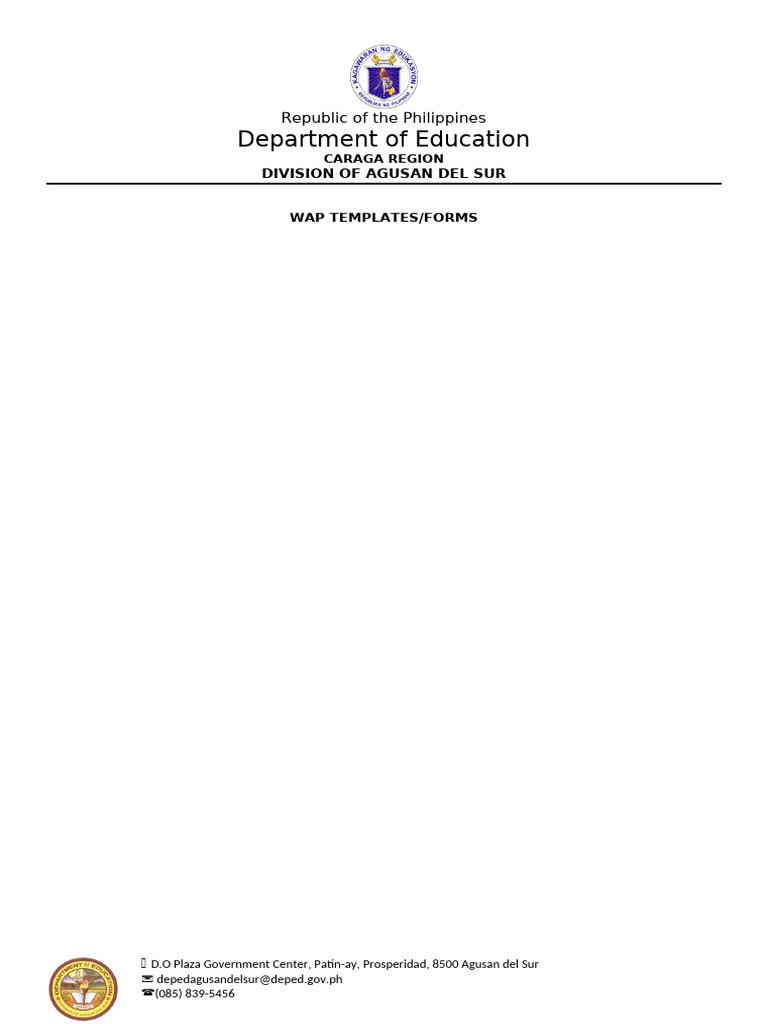 WAP TEMPLATES AND RELATED FORMS | PDF | Teachers | Learning