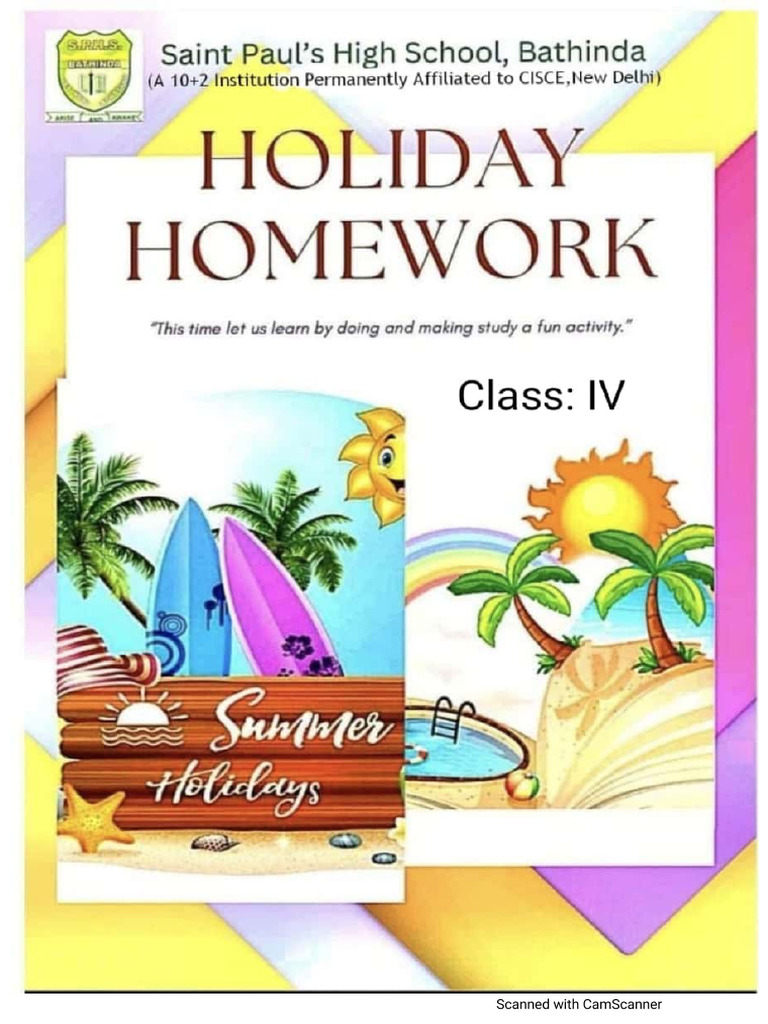 Holidays Homework Class - IV-6 | PDF