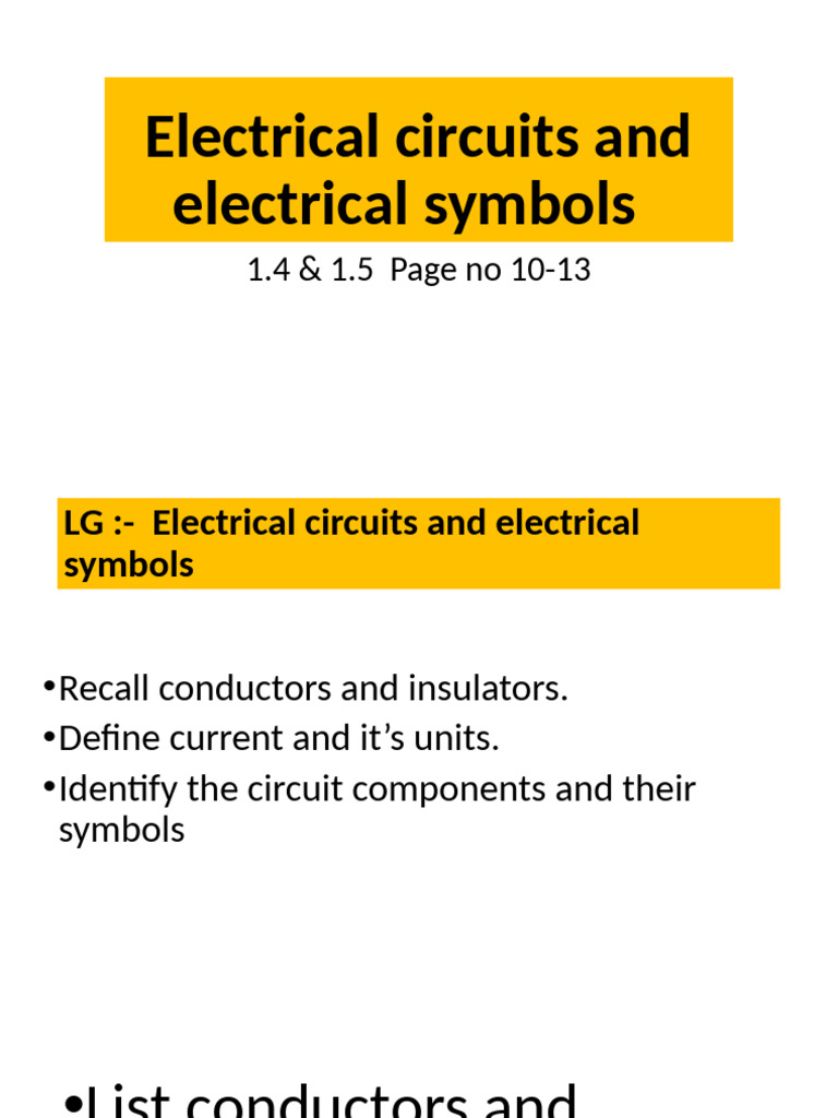Electrical Circuits and Electrical Symbols | PDF | Electric Current ...