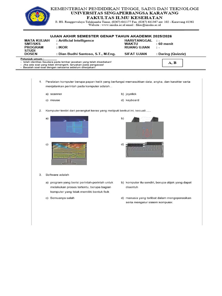 UAS Artificial Intelligence | PDF