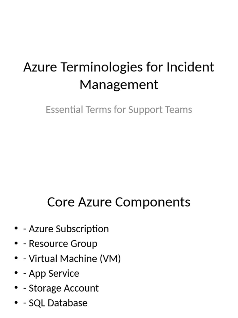 Azure Terminologies Incident Management | PDF