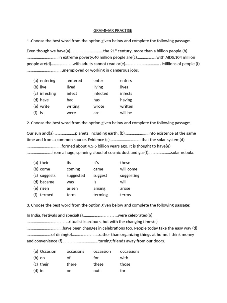 Grammar Practise 2020 | PDF | Astronomy