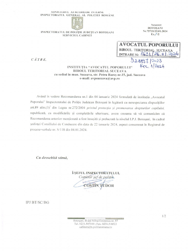 Raspuns Rec 1 2024 | PDF