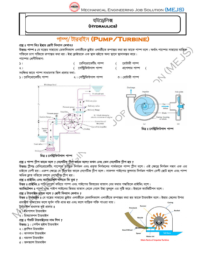 Hydrolics Final Sheet Pump-Turbine | PDF | Motion (Physics) | Continuum ...