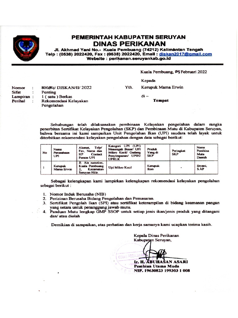 Balasan Rekom Kabupaten | PDF