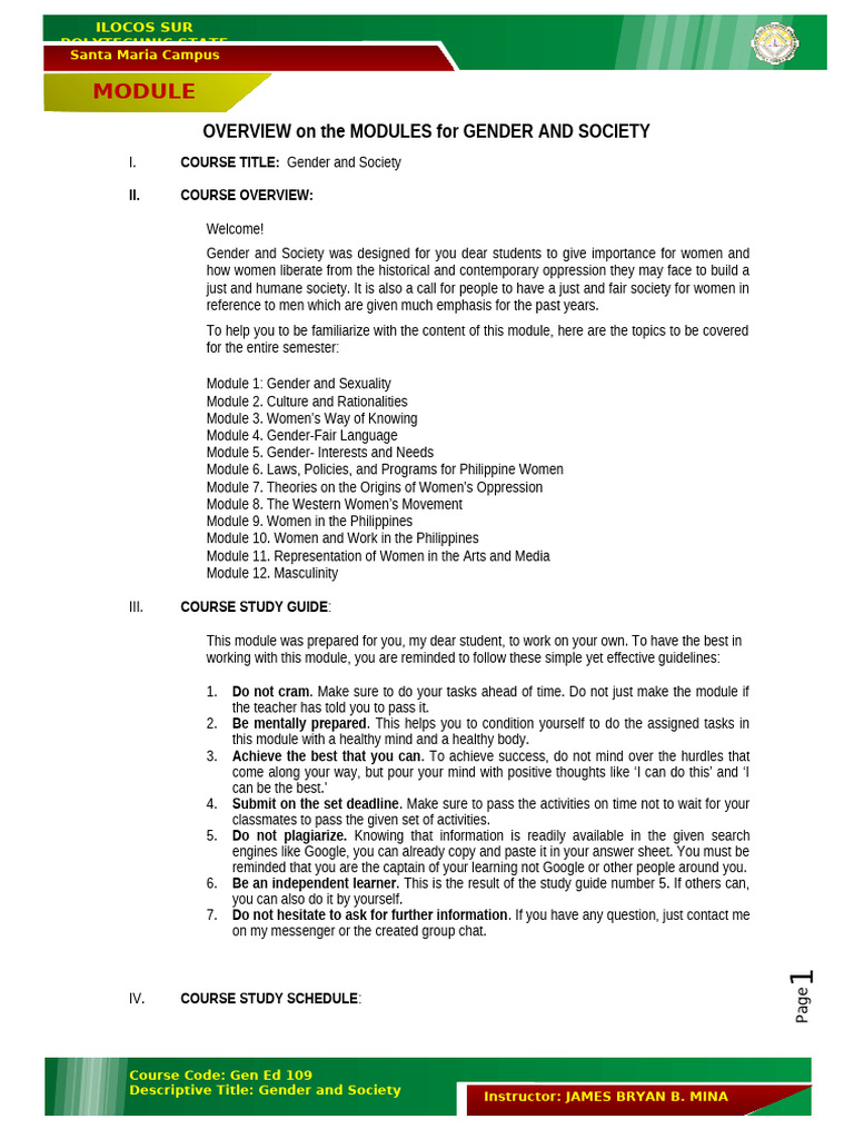 ISPSC Module Inner Page - Gender and Society | PDF | Sexual Orientation ...