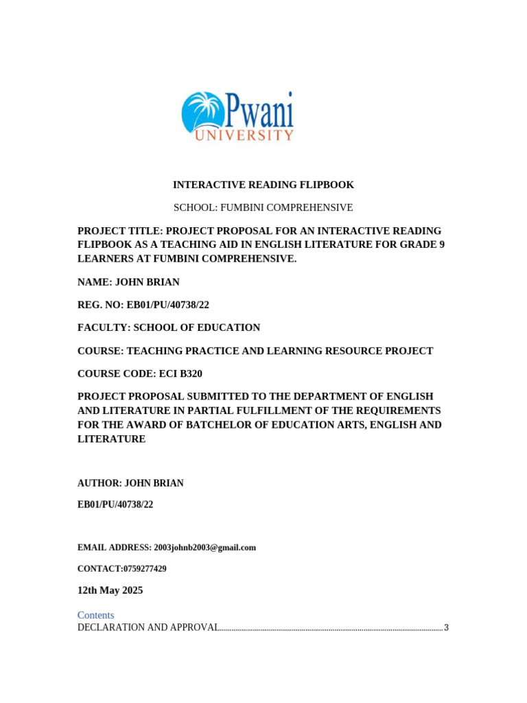 MY PROPOSAL Full Interactive Reading Flipbook Project Proposal | PDF ...