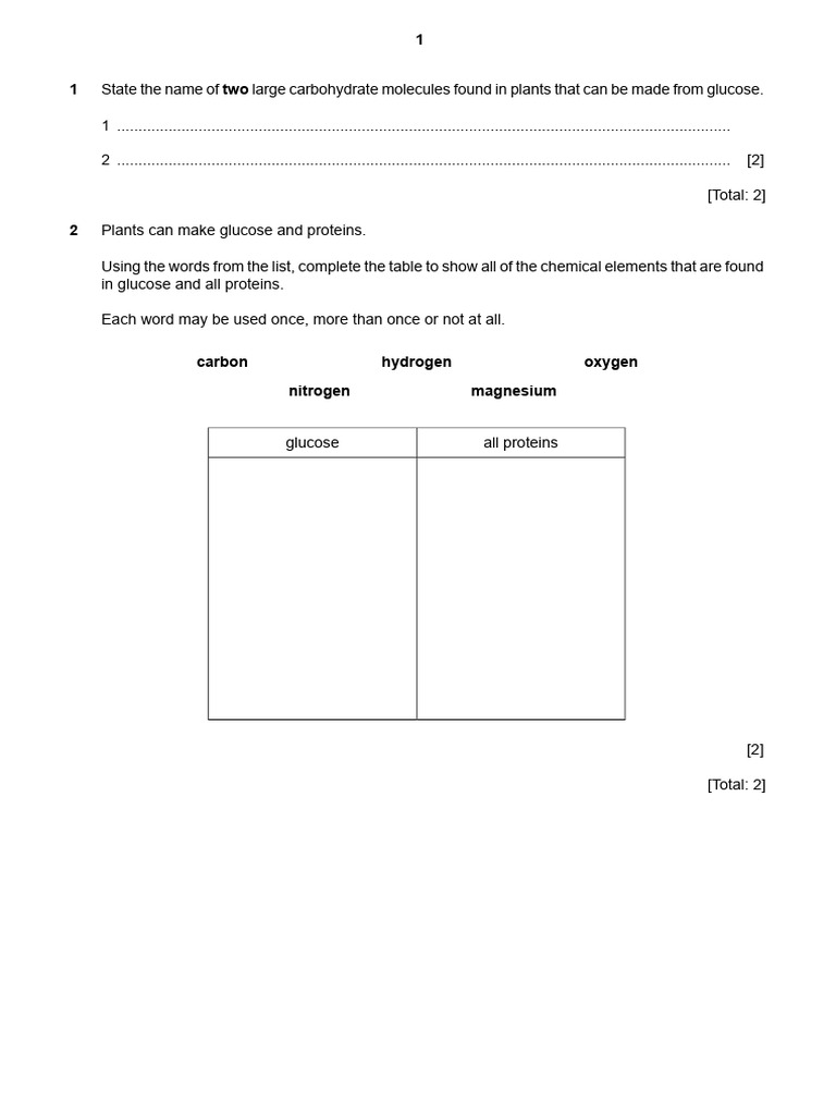 Test Biological Molecules & Enzyme | PDF | Glucose | Carbohydrates