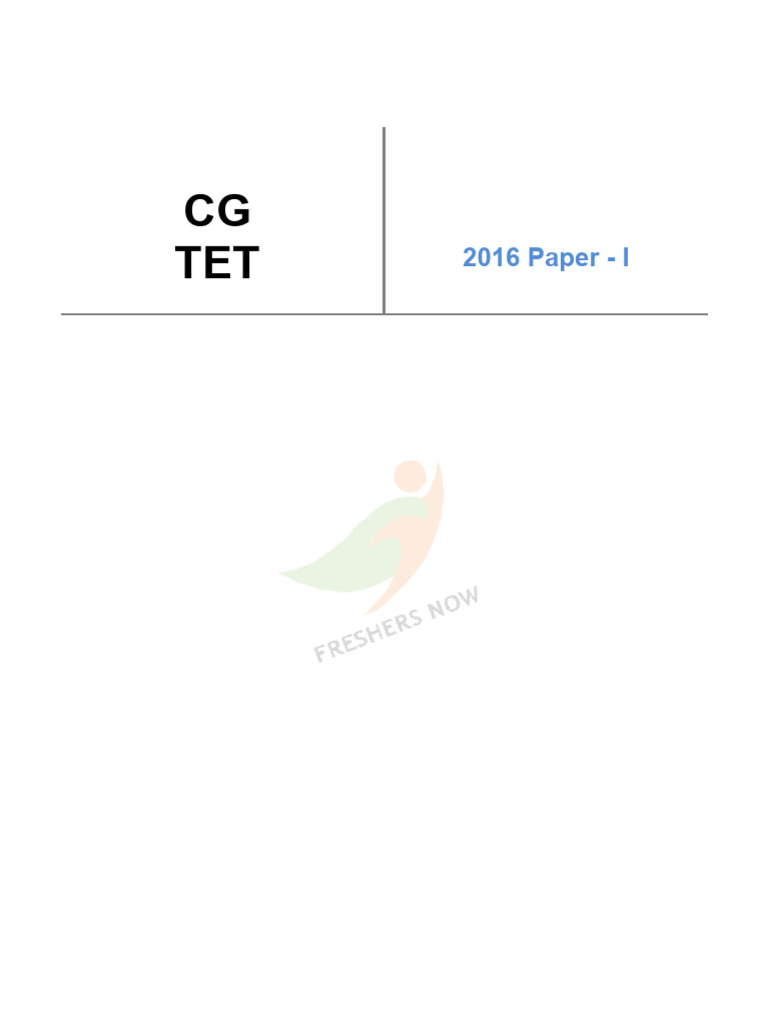 CG TET 2016 Paper I Old Papers | PDF