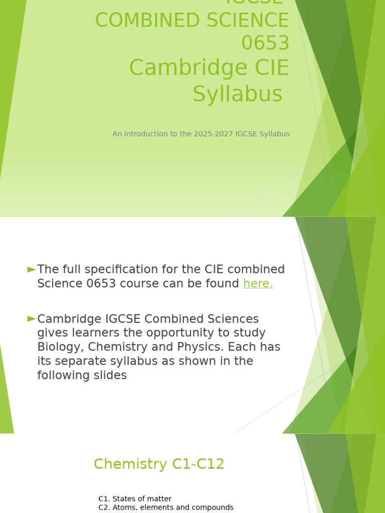 Combined Science 0653 2025 2027 | PDF | Chemistry | Physical Sciences