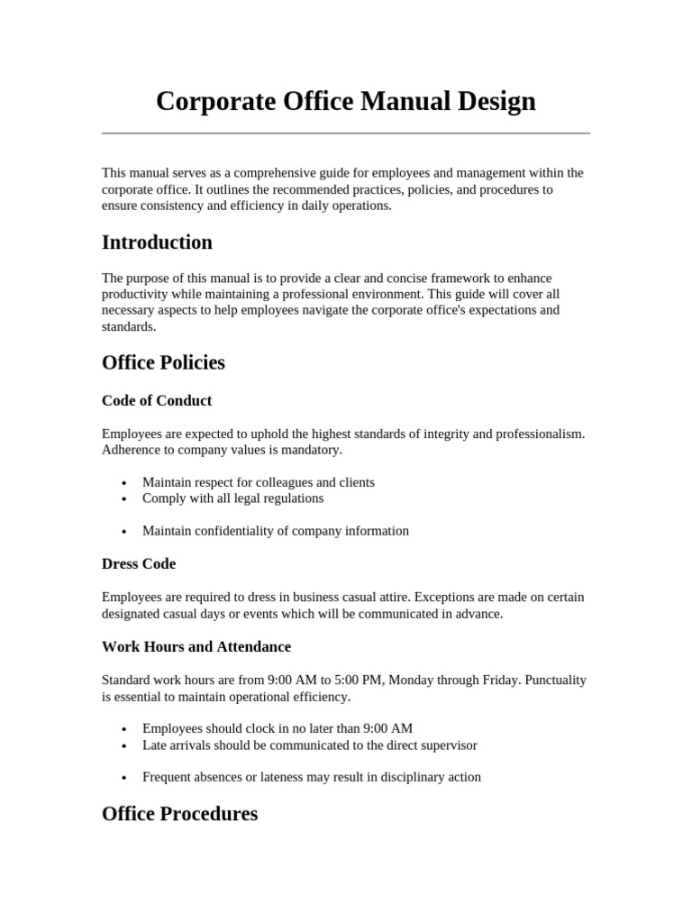 Corporate Office Manual Overview | PDF | Safety | Business