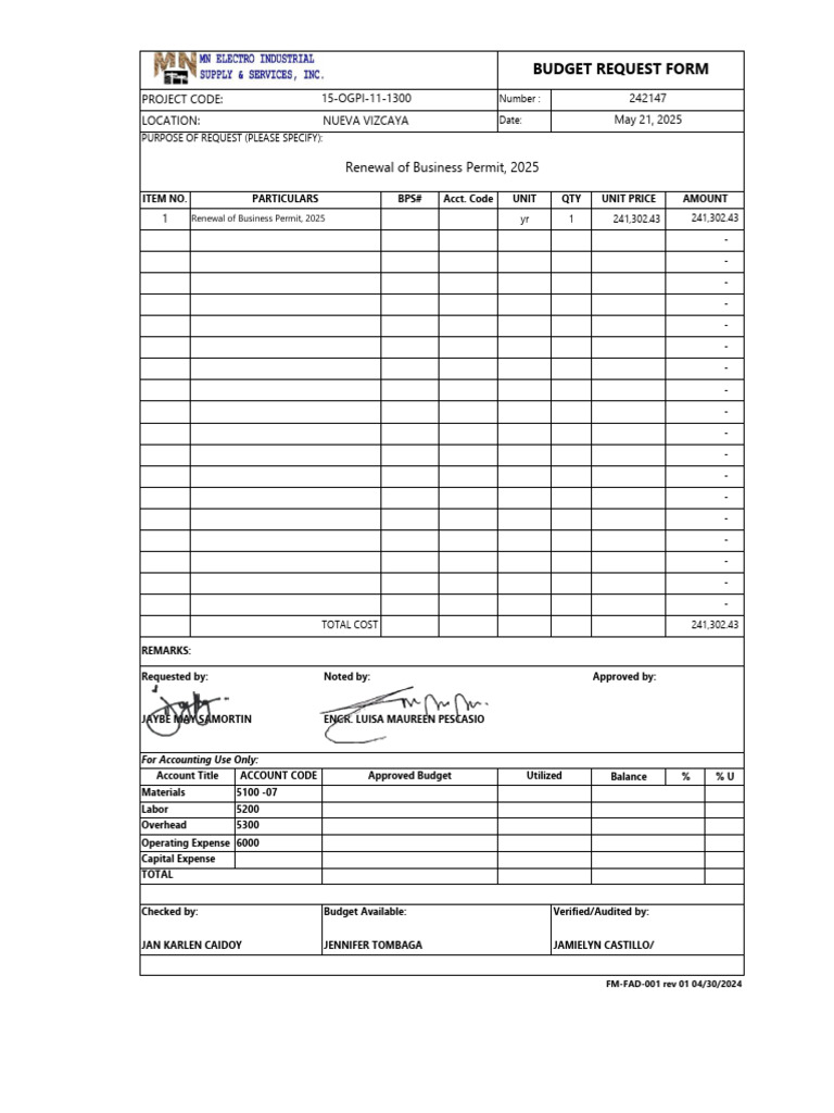 BRF 242147 (Business Permit, 2025) - 1 | PDF | Business Economics | Business