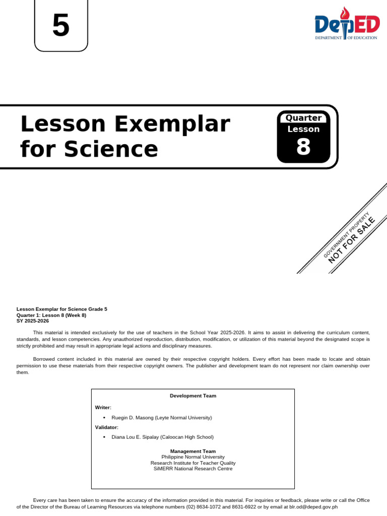 Q1 LE Science 5 Lesson 8 Week 8 | PDF | Weighing Scale | Thermometer
