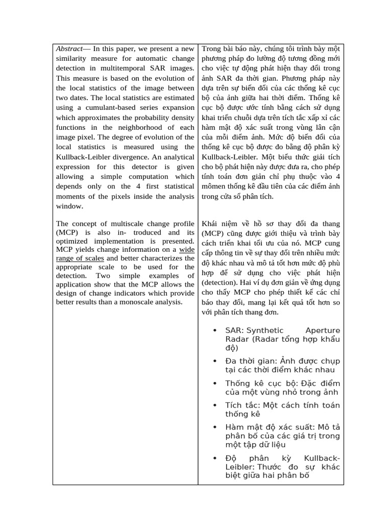 File 1 - The Multiscale Change Profile - A Statistical Similarity Measure For Change Detection ...