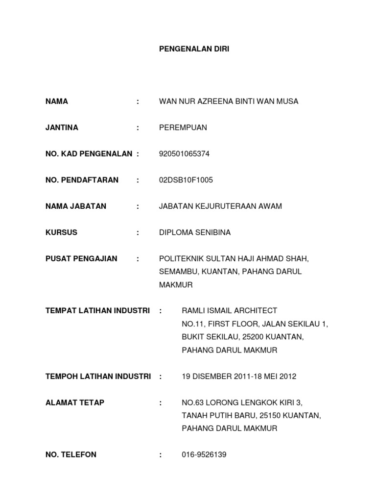 Contoh Laporan Perincian Penukeran Bumbung - KarartDeleon