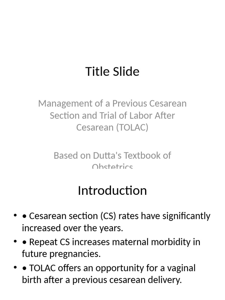 Full 50 Slide TOLAC Presentation | PDF | Caesarean Section | Childbirth