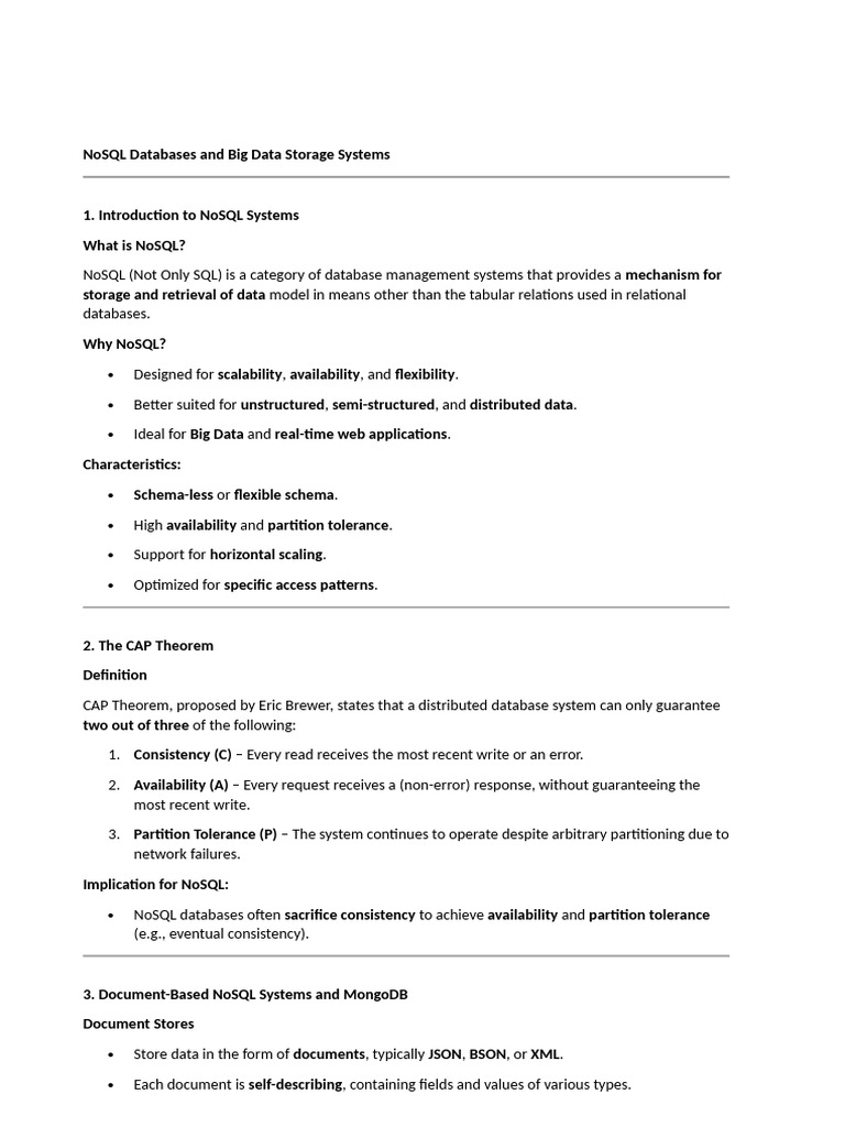 NoSQL Databases and Big Data Storage Systems | PDF | No Sql | Databases