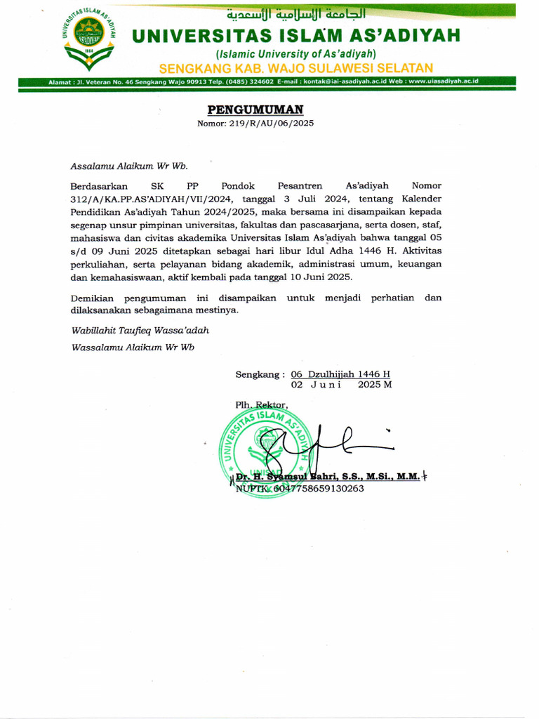 Surat Edaran (Libur) 20250603 - 12062866 | PDF