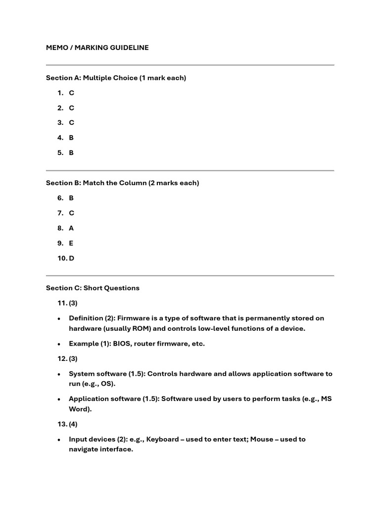 CAT Hardware & Software Mock Paper Memo | PDF