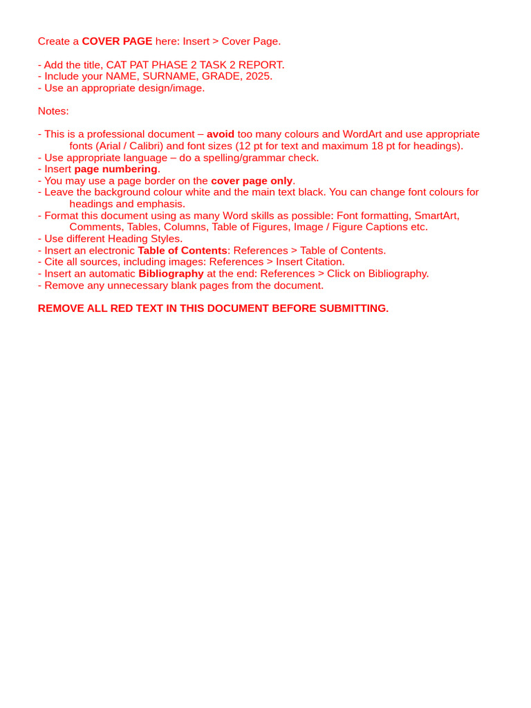 CAT PAT Phase 2 Task 2 Report Guide | PDF | Spreadsheet | Databases