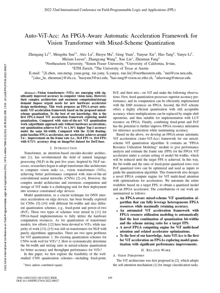 Research Papers On Vision Transformers | PDF | Field Programmable Gate ...