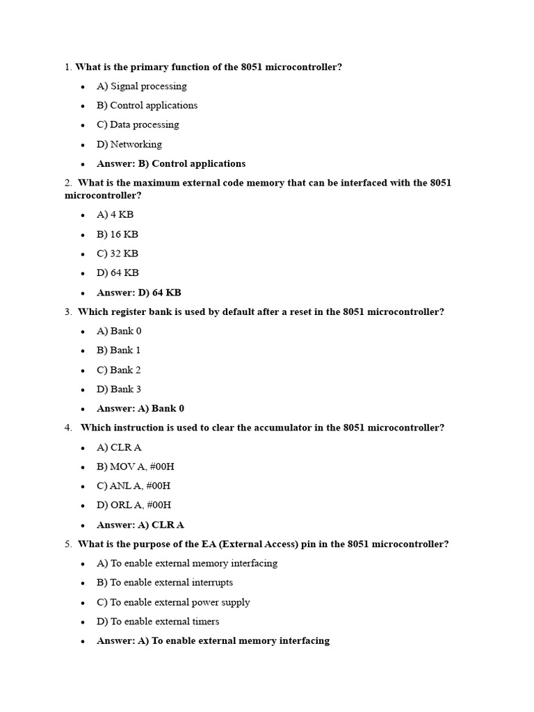8051 Microcontroller Functions & Instructions | PDF | Office Equipment ...