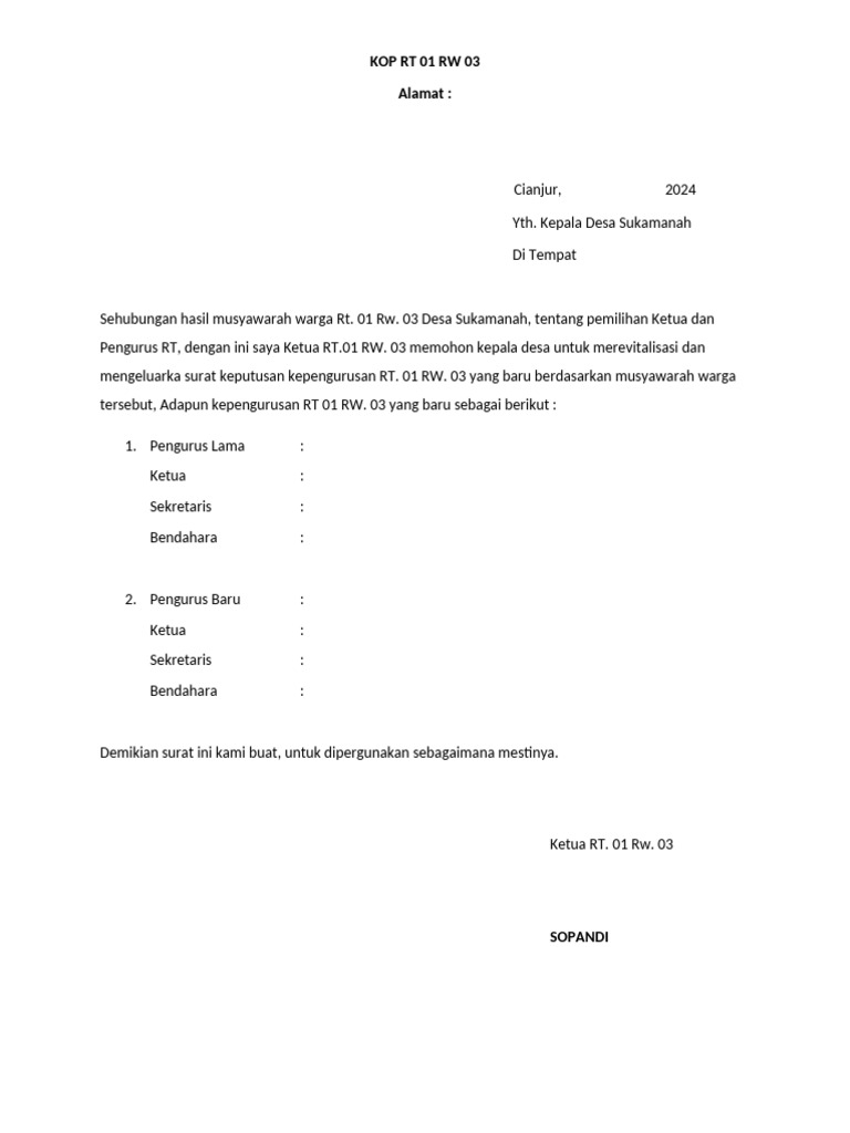 Kop RT 01 RW 03 | PDF