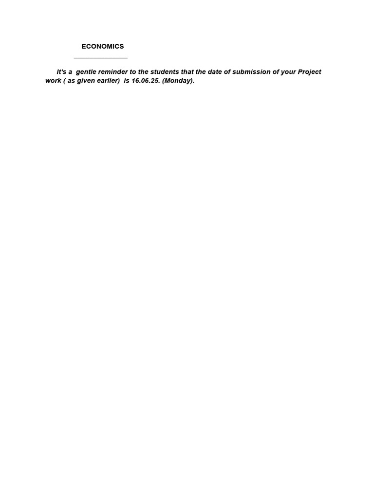 Economics Project Work | PDF
