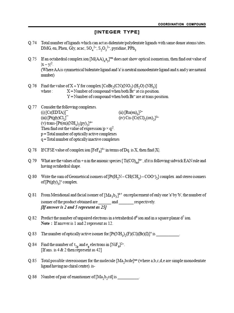 Coordination Compound Isomerism and Electrons | PDF | Coordination ...