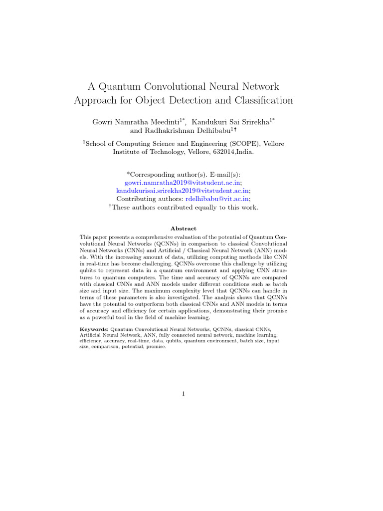 A Quantum Convolutional Neural Network | PDF | Quantum Computing ...