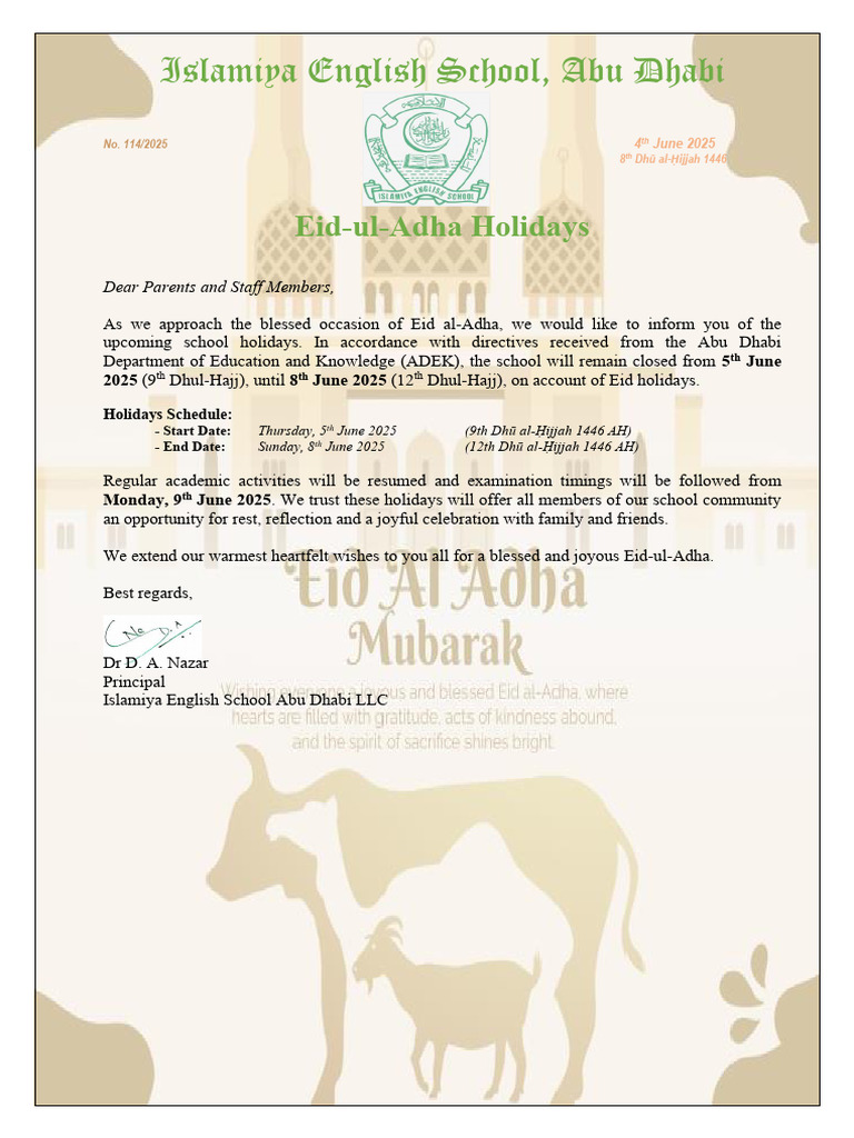 114 - Eid Al Adha Holidays - 29.05.2025 | PDF