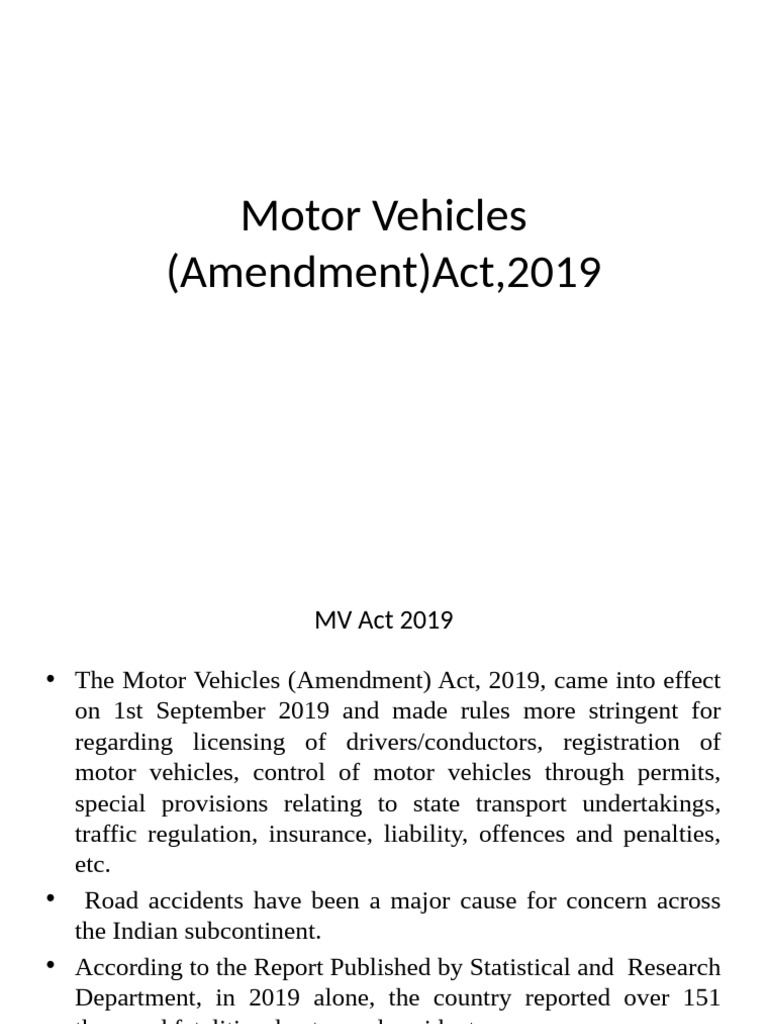 MV Act (Amendment Act) | PDF | Driving | Driver's License