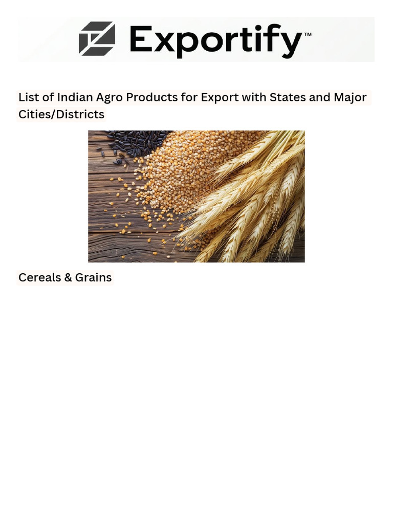 Indian Agro Products for Export Guide | PDF | Gujarat | Crops
